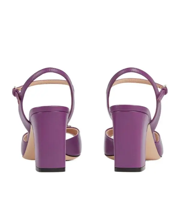 Gucci Horsebit Sandal With Mid Heel - Purple