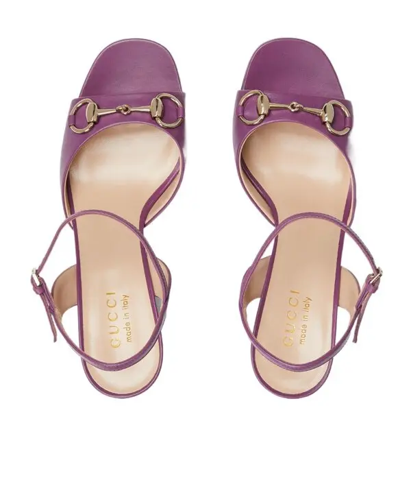 Gucci Horsebit Sandal With Mid Heel - Purple