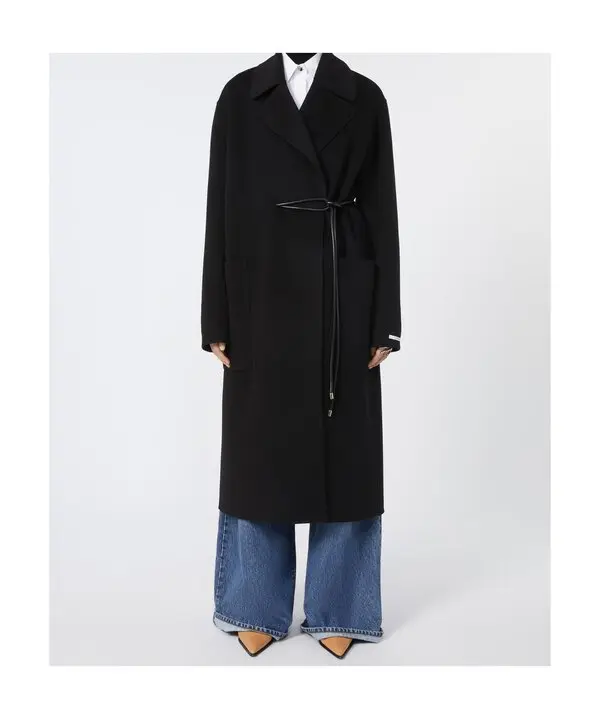 Sportmax Abate Belted Wool Coat - Black