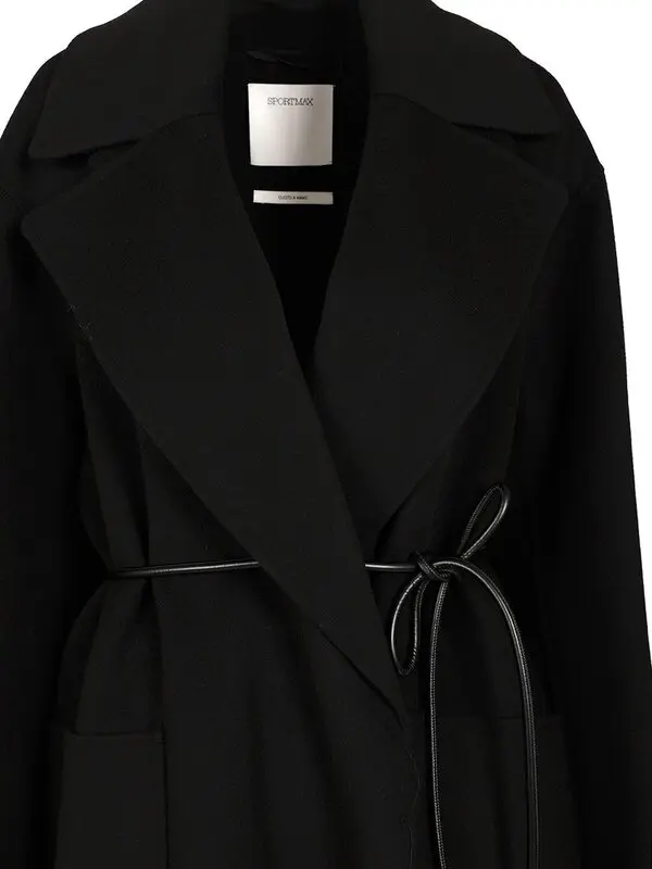 Sportmax Abate Belted Wool Coat - Black