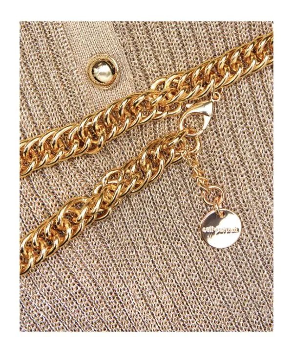 SELF-PORTRAIT Ribbed-knit Lurex Jumper With Ruffled Cuffs And Belt