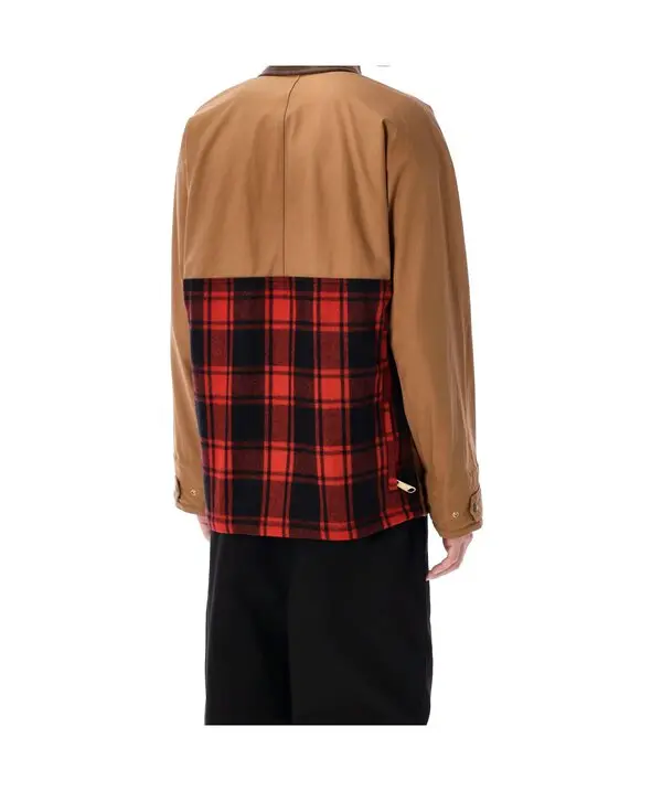 Junya Watanabe Long-sleeved Collared Jacket With Checkered Back Panel