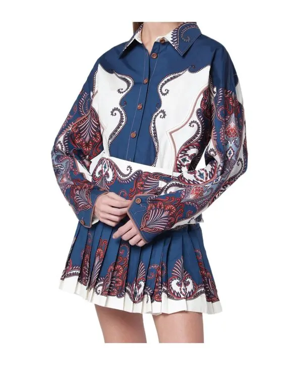 Farm Rio Arabesque Print Long Sleeve Shirt