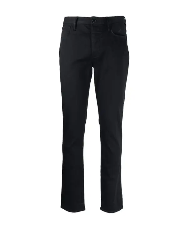Emporio Armani Slim-fit Jeans With Eagle Logo Plaque - Black