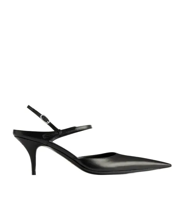 Balenciaga Avenue Bow Slingback Pumps - Black/silver