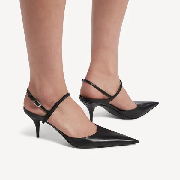 Balenciaga Avenue Bow Slingback Pumps - Black/silver