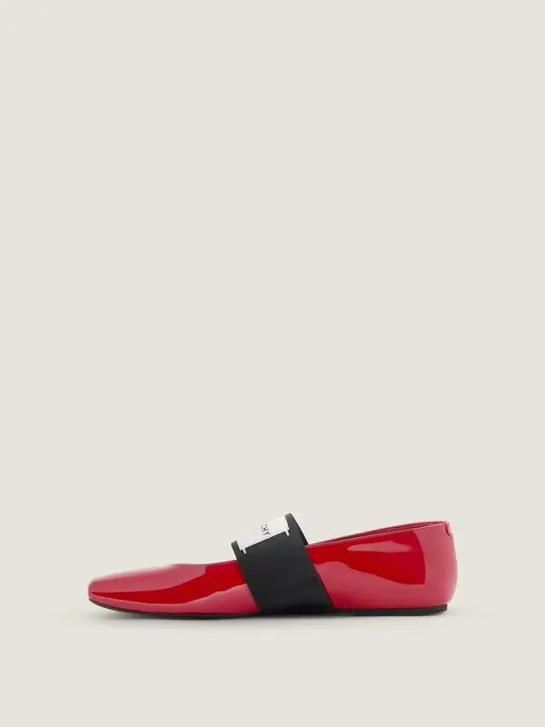 Givenchy Shiny Logo Strap Ballet Flats - Red