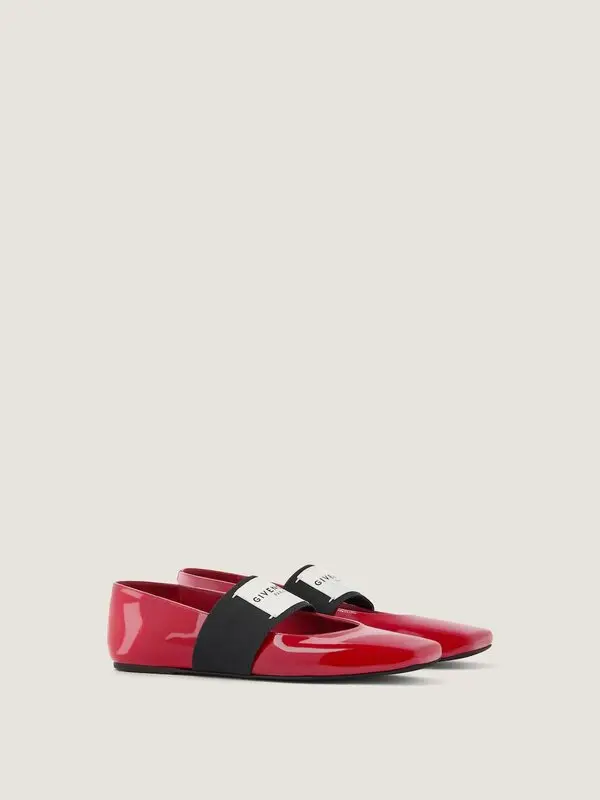 Givenchy Shiny Logo Strap Ballet Flats - Red