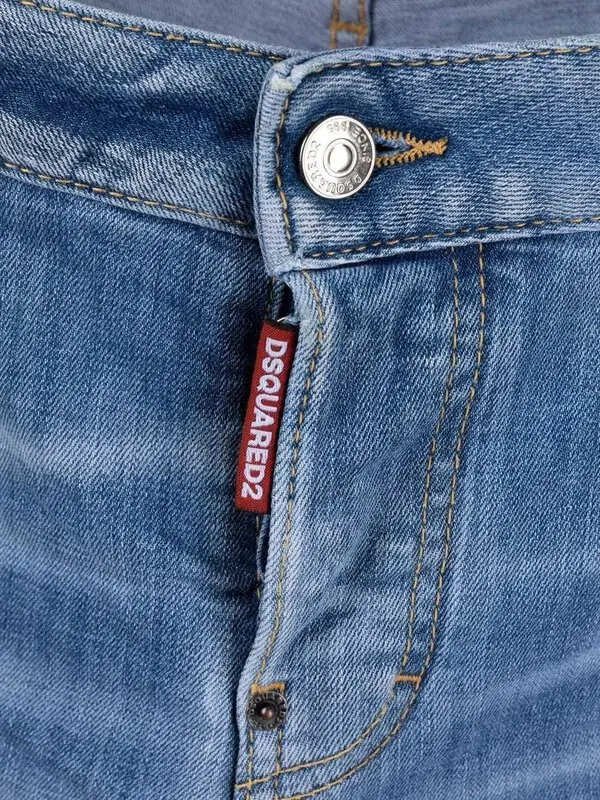 Dsquared2 Ripped Detail Cropped Jeans - Blue