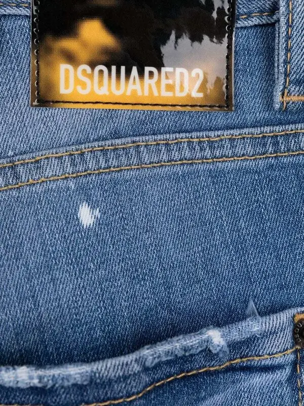 Dsquared2 Ripped Detail Cropped Jeans - Blue
