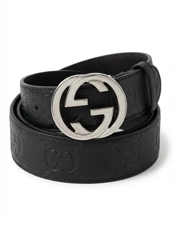 Gucci Logo Plaque Buckled Belt - Black