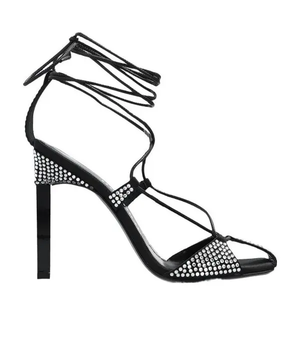 Attico Adele Embellished Open Toe High Heel Sandals - Black