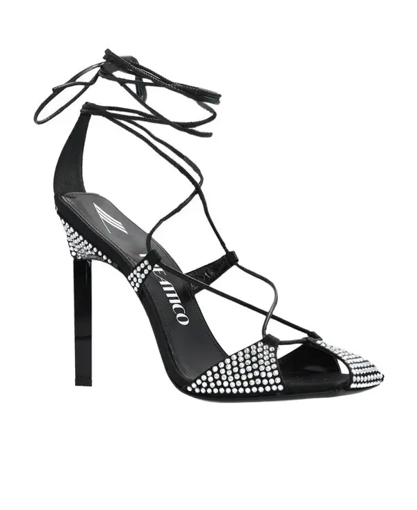 Attico Adele Embellished Open Toe High Heel Sandals - Black