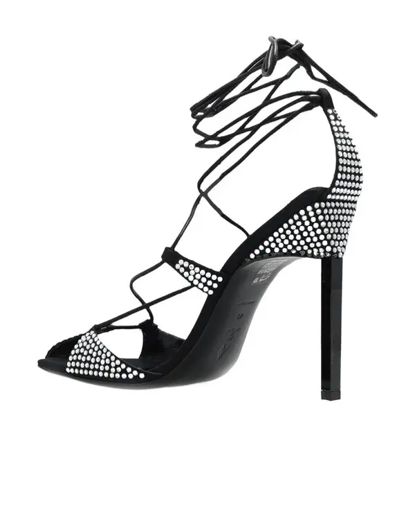 Attico Adele Embellished Open Toe High Heel Sandals - Black