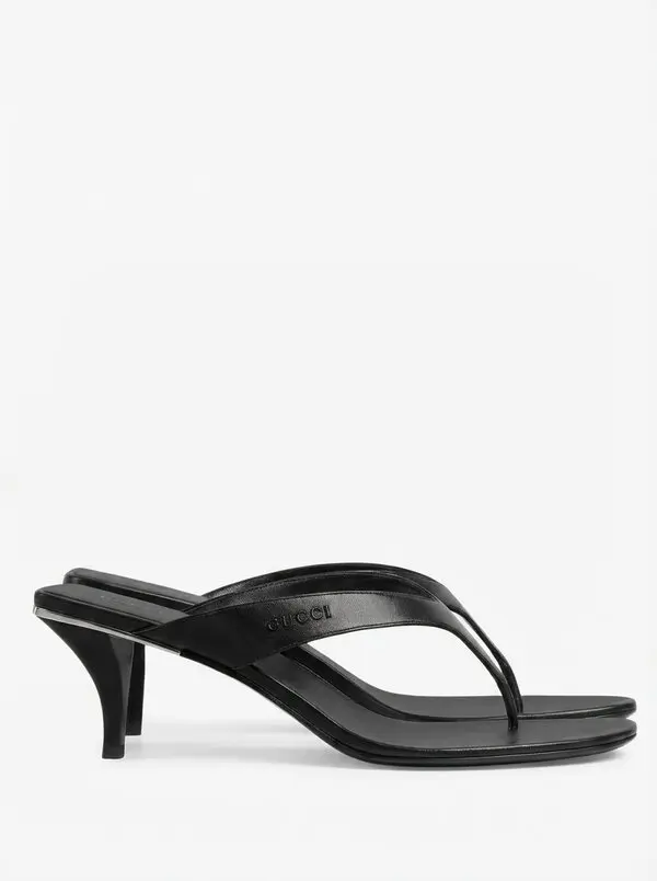 Gucci Thong Heeled Sandals - Black