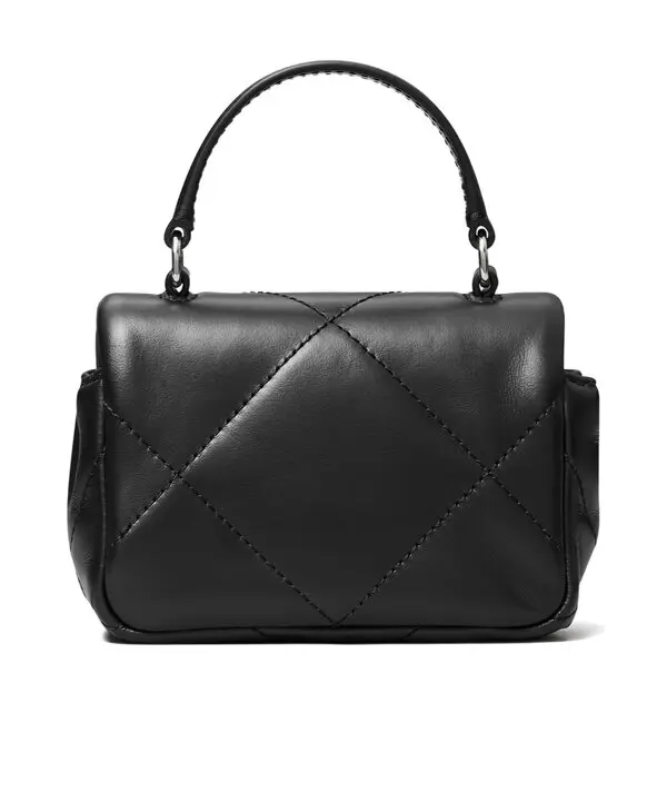 Tory Burch Kira Diamond Mini Bag With Metal Clover Logo - Black
