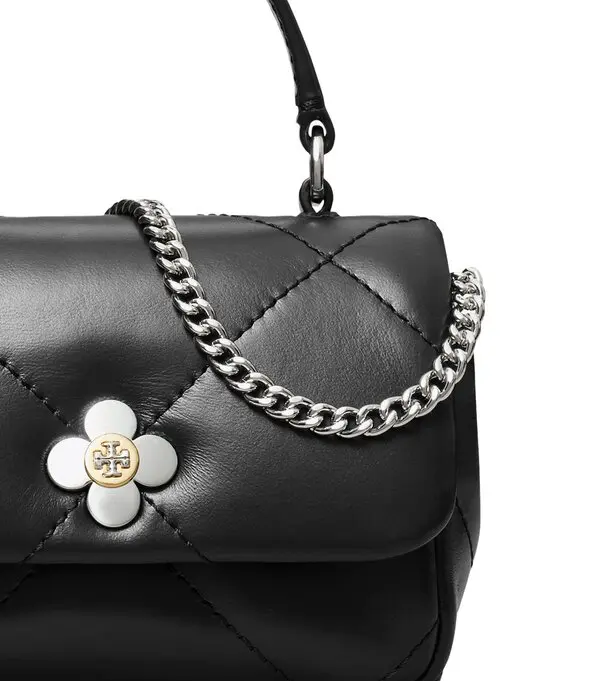 Tory Burch Kira Diamond Mini Bag With Metal Clover Logo - Black
