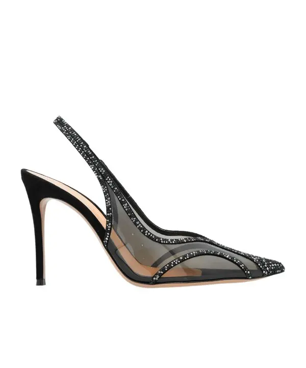 GIANVITO ROSSI Brenda Embellished Slingback Pumps - Black