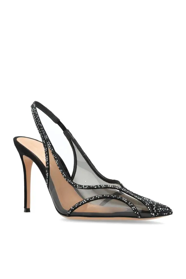 GIANVITO ROSSI Brenda Embellished Slingback Pumps - Black