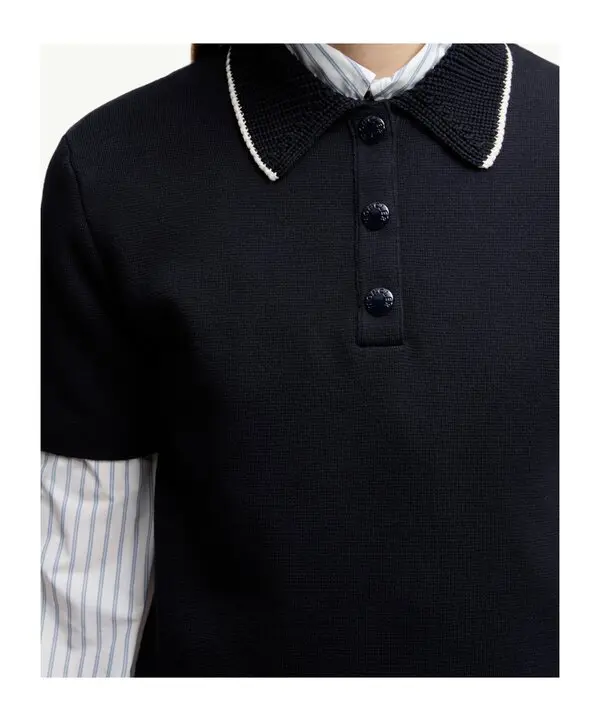 Moncler Short-sleeved Knitted Polo Shirt