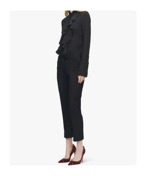 Alexander McQueen Cropped Tailored Trousers In Grain De Poudre - Black
