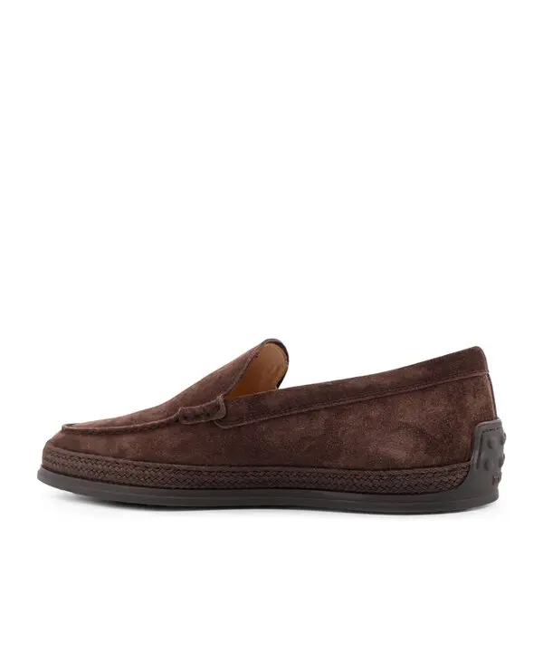 TOD'S Round Toe Slip-on Loafers With Rope Detailing - Black