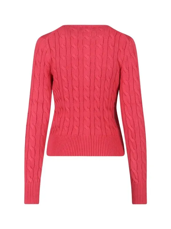 Polo Ralph Lauren Cable-knit Cardigan With Embroidered Logo - Red