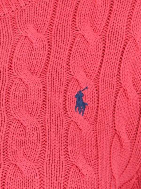 Polo Ralph Lauren Cable-knit Cardigan With Embroidered Logo - Red