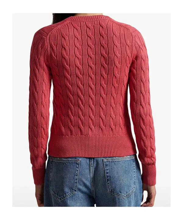 Polo Ralph Lauren Cable-knit Cardigan With Embroidered Logo - Red