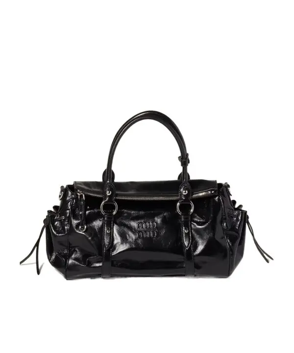 Miu Miu Shiny Leather Handbag - Black