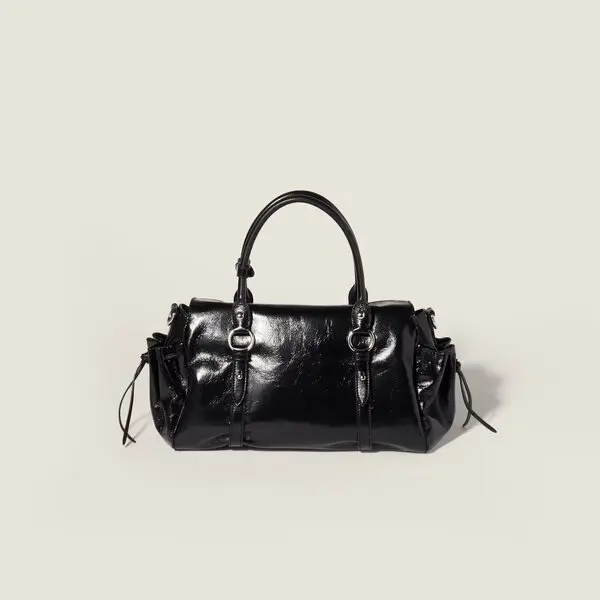 Miu Miu Shiny Leather Handbag - Black