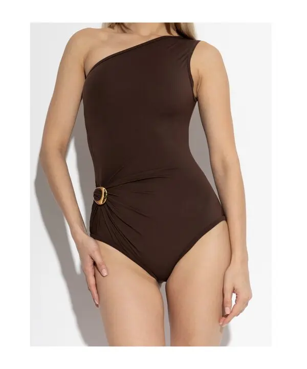 Bottega Veneta One Shoulder Ruched One Piece Swimsuit