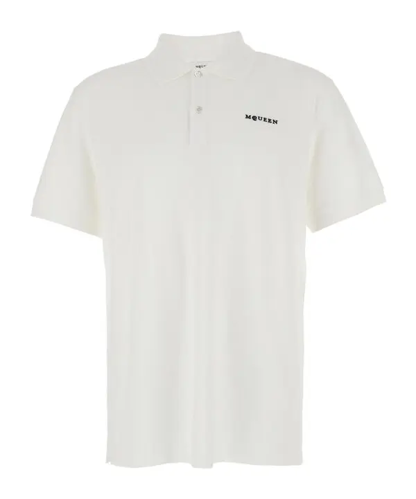 Alexander McQueen Logo Embroidered Short-sleeved Polo Shirt - White