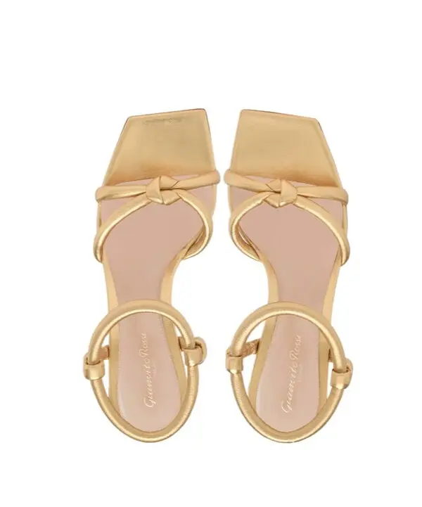 GIANVITO ROSSI Juno Knot Detail Sandals - Gold