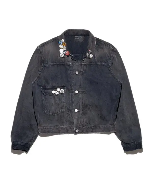 Enfants Riches Déprimés Enfants Riches Deprimés Pin-embellished Denim Jacket - Charcoal