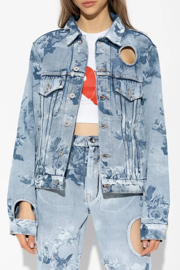 Off-White Cut-out Long-sleeved Denim Jacket
