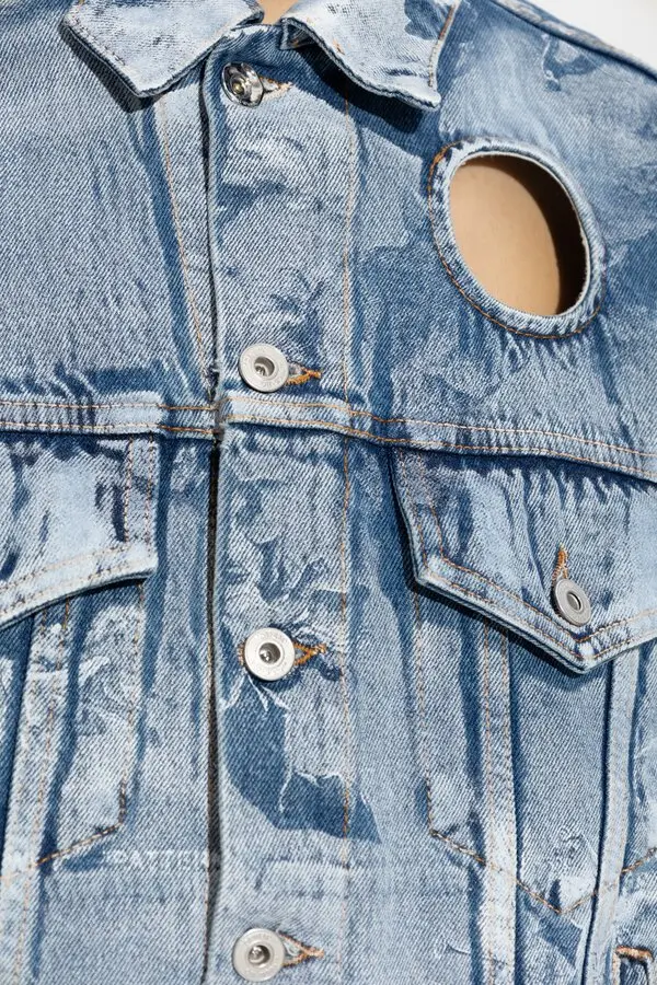 Off-White Cut-out Long-sleeved Denim Jacket