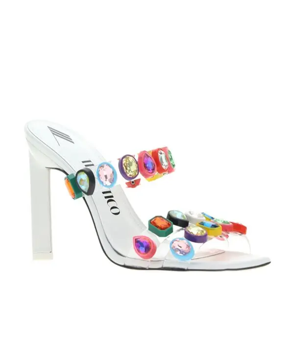 Attico Nanci Embellished Heeled Mules - White