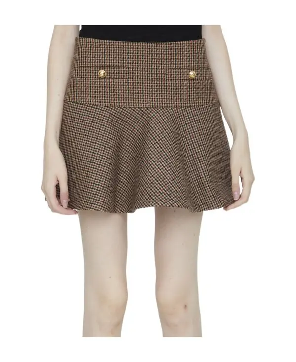 Celine Mini Skirt In Double Houndstooth Wool