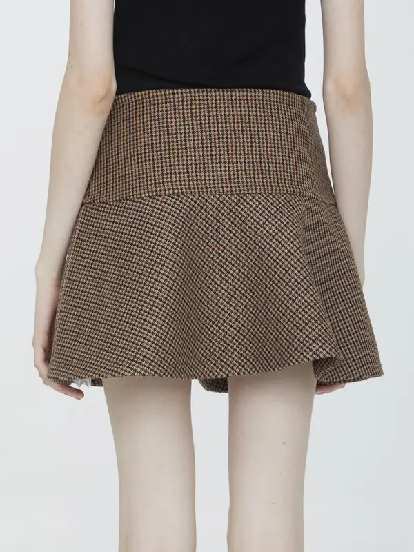 Celine Mini Skirt In Double Houndstooth Wool