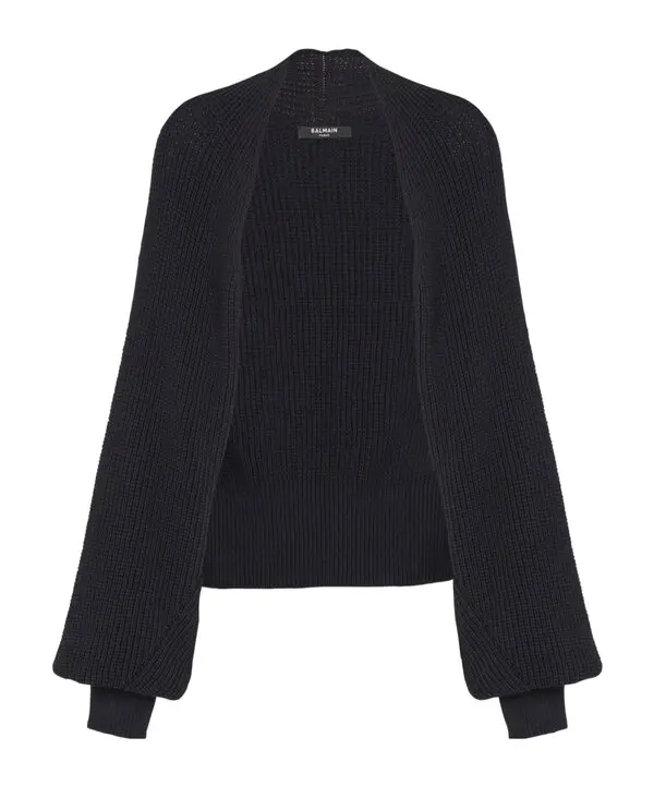 Balmain Ribbed Knit Bolero Cardigan - Black