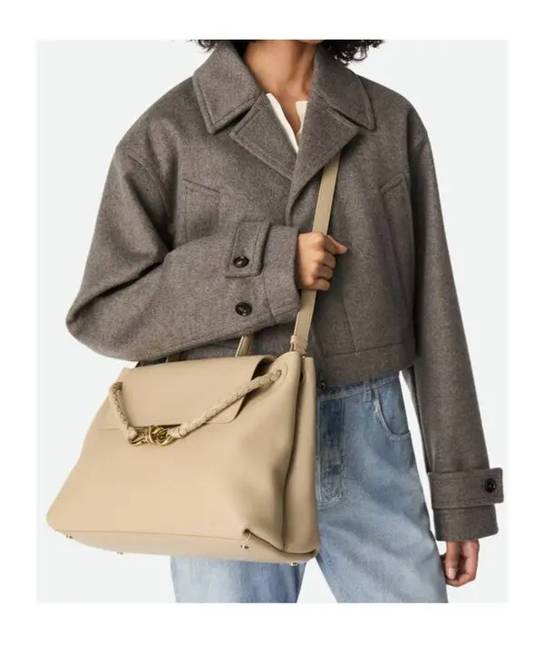 Bottega Veneta Braided Top Handle Shoulder Bag - Nude