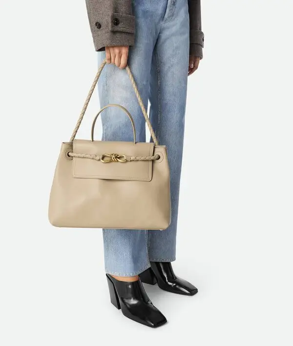 Bottega Veneta Braided Top Handle Shoulder Bag - Nude