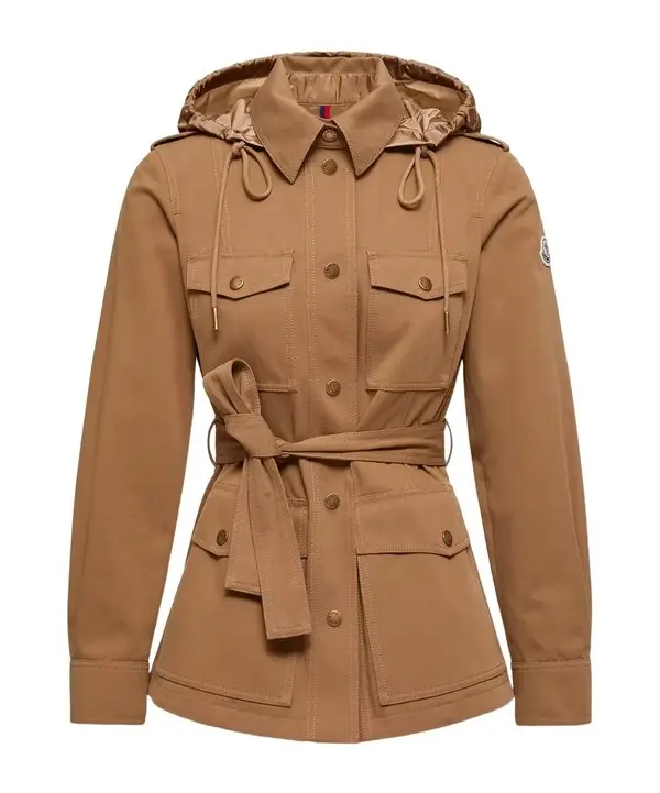 Moncler Centaurea Belted Hooded Jacket - Brown