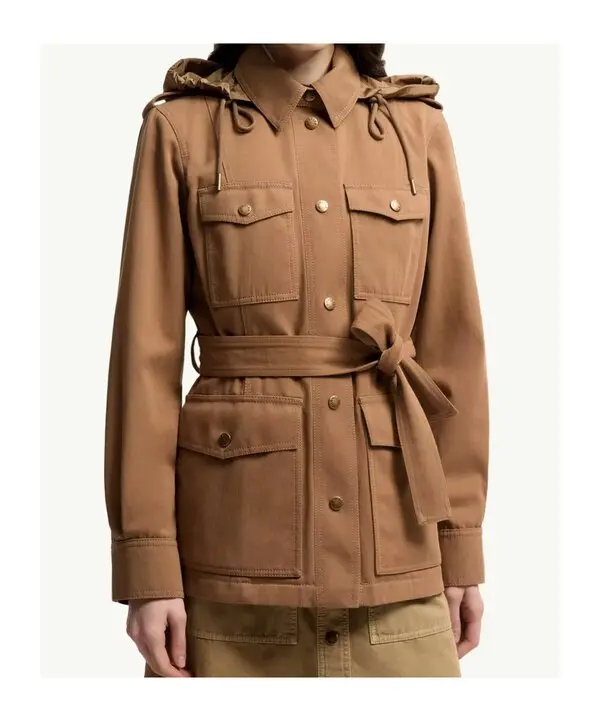 Moncler Centaurea Belted Hooded Jacket - Brown
