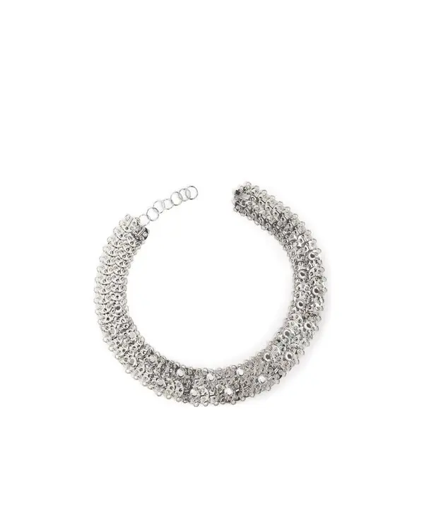 Rabanne Silver Metal Ring Belt With Crystal Embellishments - Gray