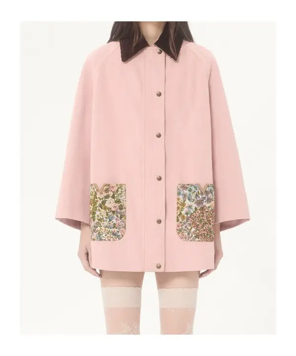 Valentino Garavani Floral Pocket Denim Peacoat