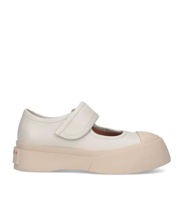 Marni Mary Jane Round-toe Sneakers With Platform Sole - Nude