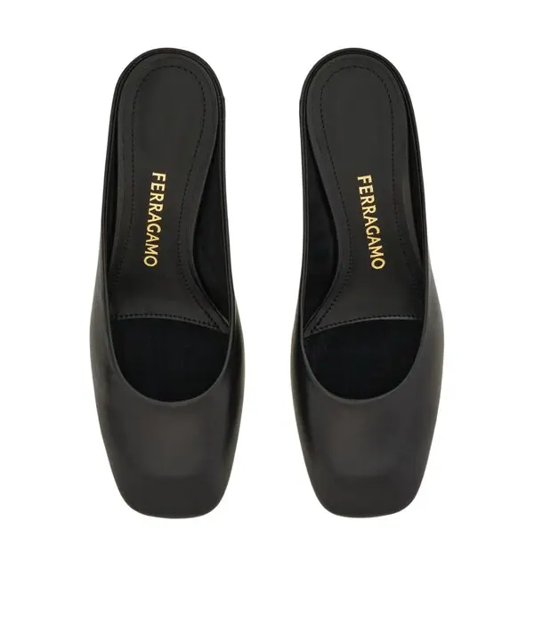 FERRAGAMO S-shaped Heeled Mules - Black