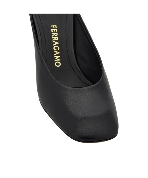 FERRAGAMO S-shaped Heeled Mules - Black
